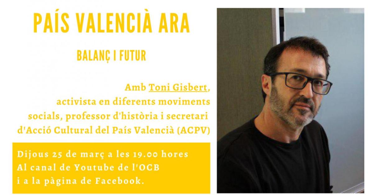 El Fòrum OCB d'aquesta setmana el protagonitzarà Toni Gisbert ...